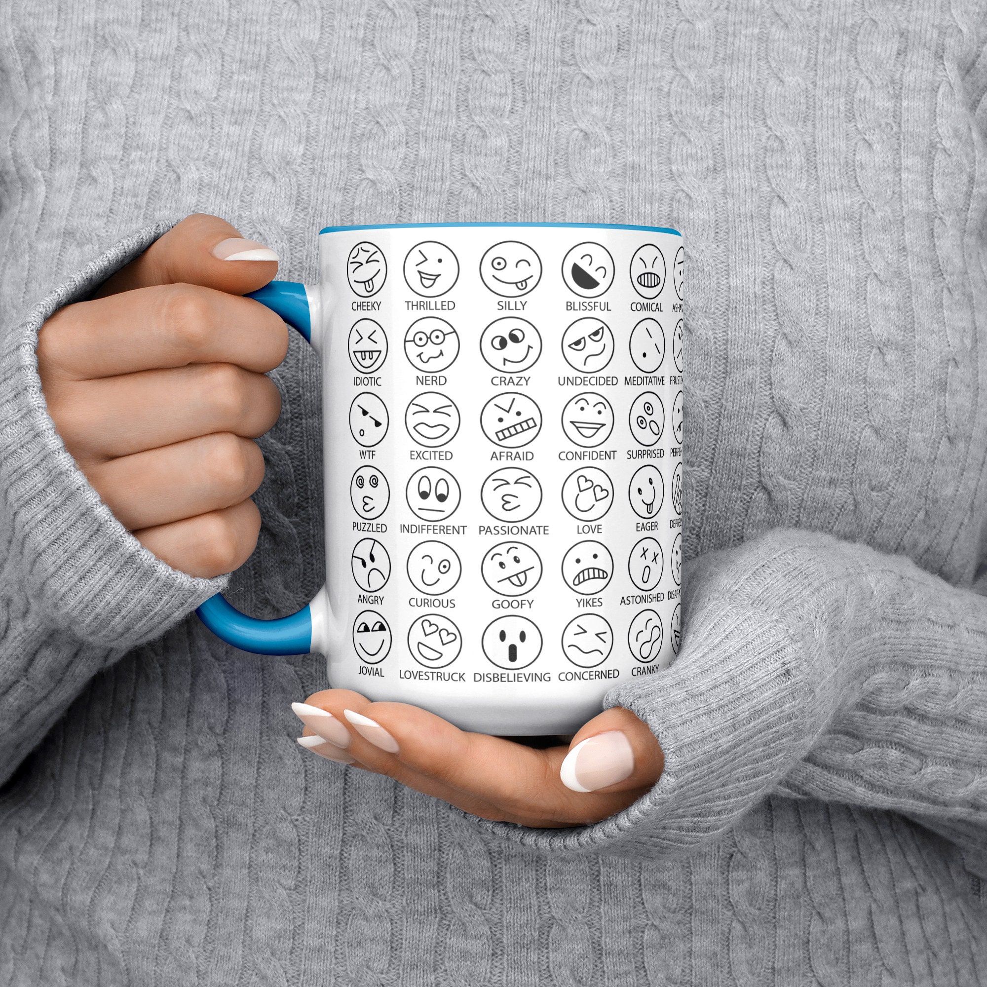 Emotions Ceramic Coffee Mug: Unique Smiley Face Emoji Cup, Happy Face ...