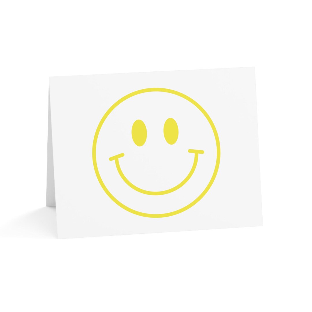 Smiley Face Note Card Set Blank Greeting Card Happy Face Card Set Cute ...