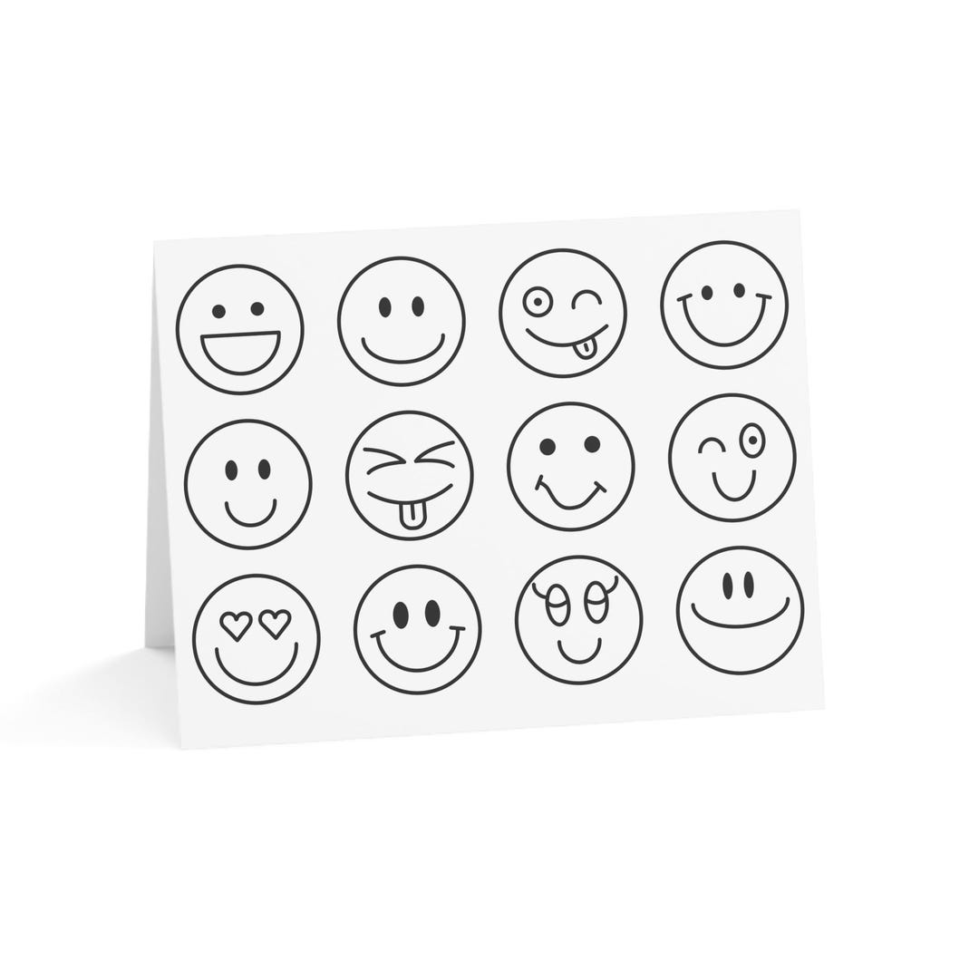 Smiley Face Note Card Set: Happy Greeting Cards, Thank You Notes - Etsy
