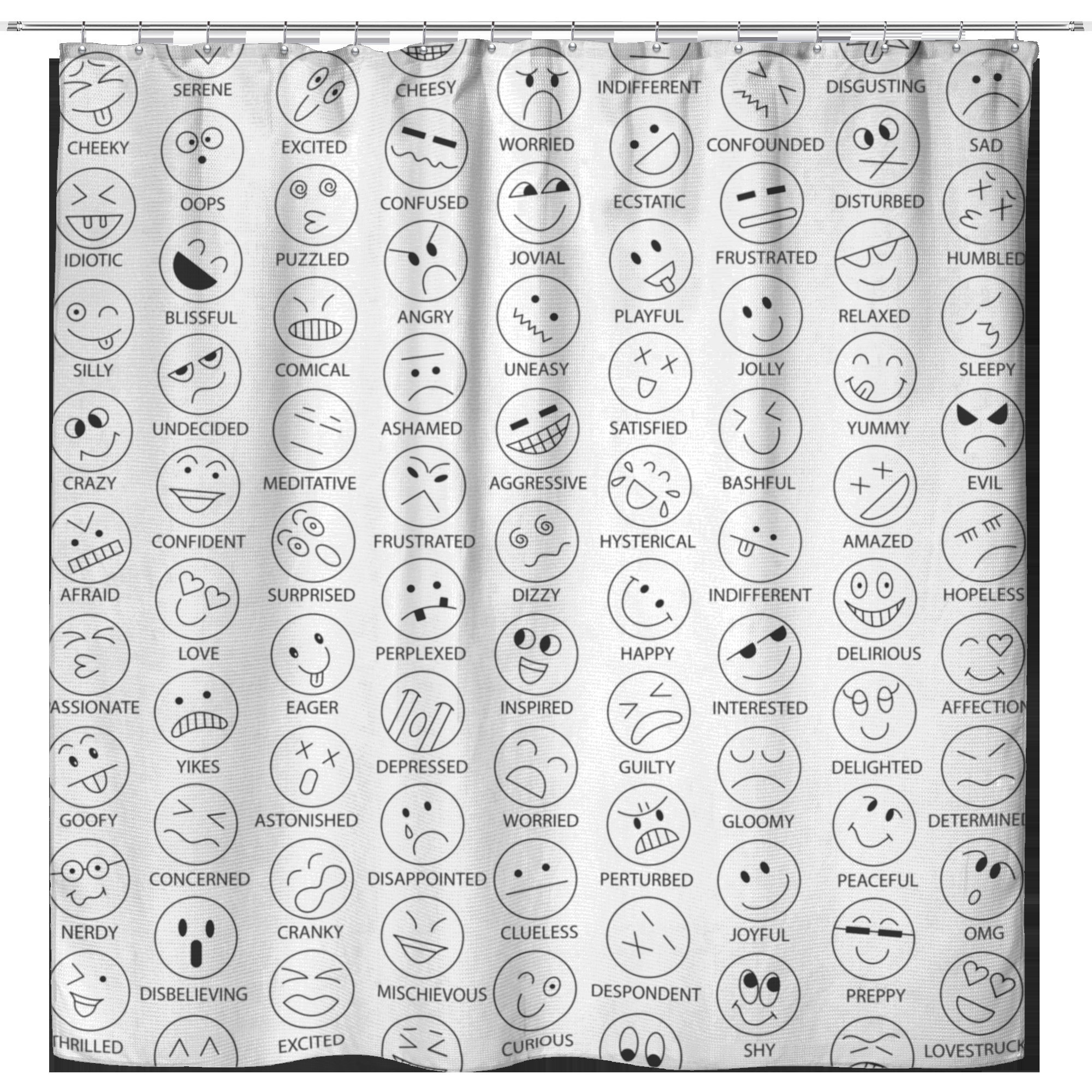 Smiley Face Shower Curtain Smiley Emoji Shower Curtain Happy Face ...