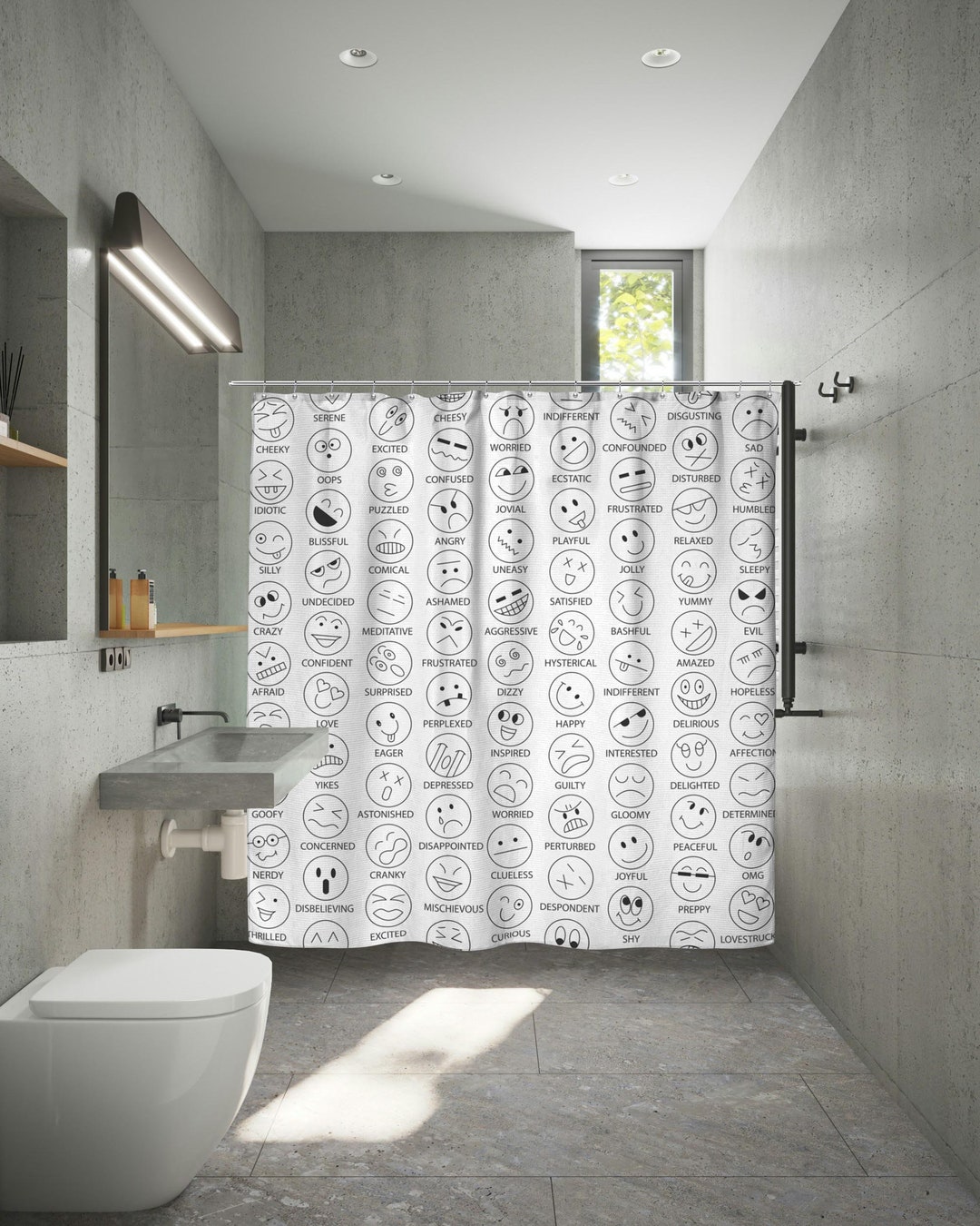 Smiley Emotions Shower Curtain Smiley Face Shower Curtain Happy Face ...