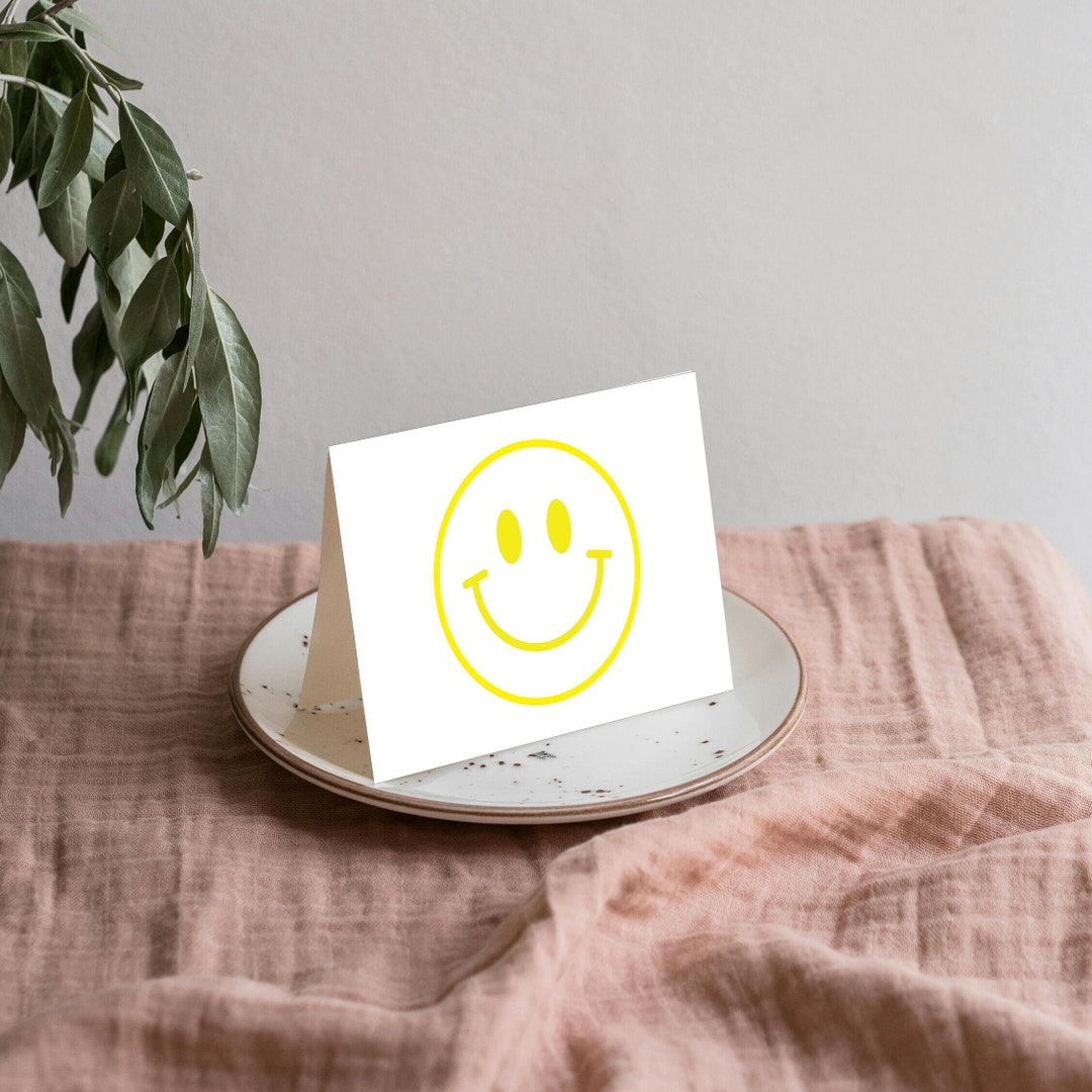 Smiley Face Note Card Set Blank Greeting Card Happy Face Card Set Cute ...