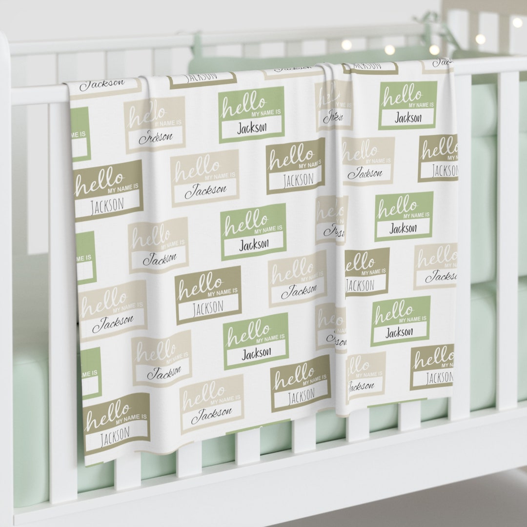 Hello My Name is Name Tag Baby Swaddle Blanket Custom Name Baby Blanket ...
