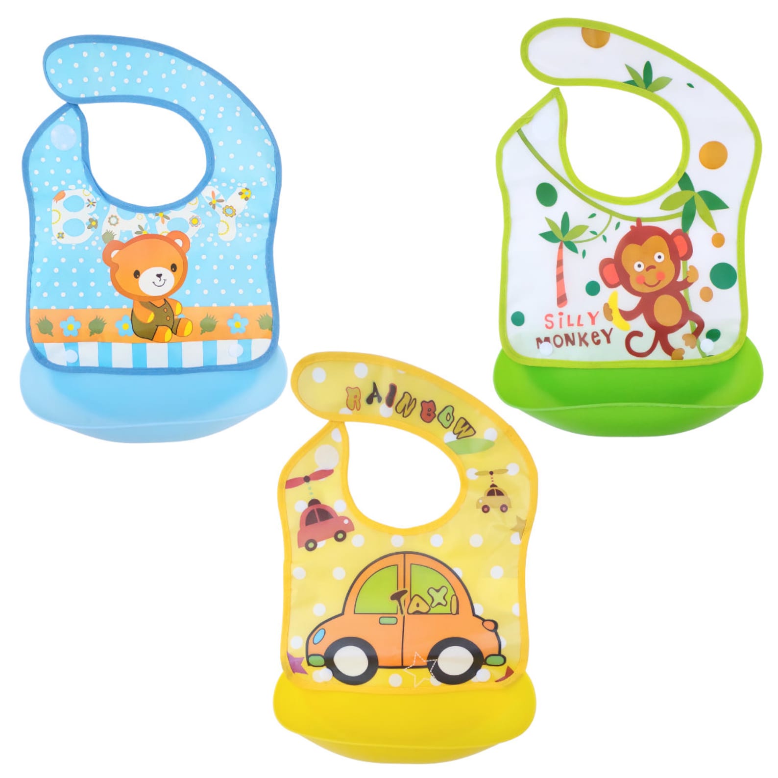 3-pack Baby Bibs for Boy | Animals Baby Bibs | Car Baby Bibs | Bear ...
