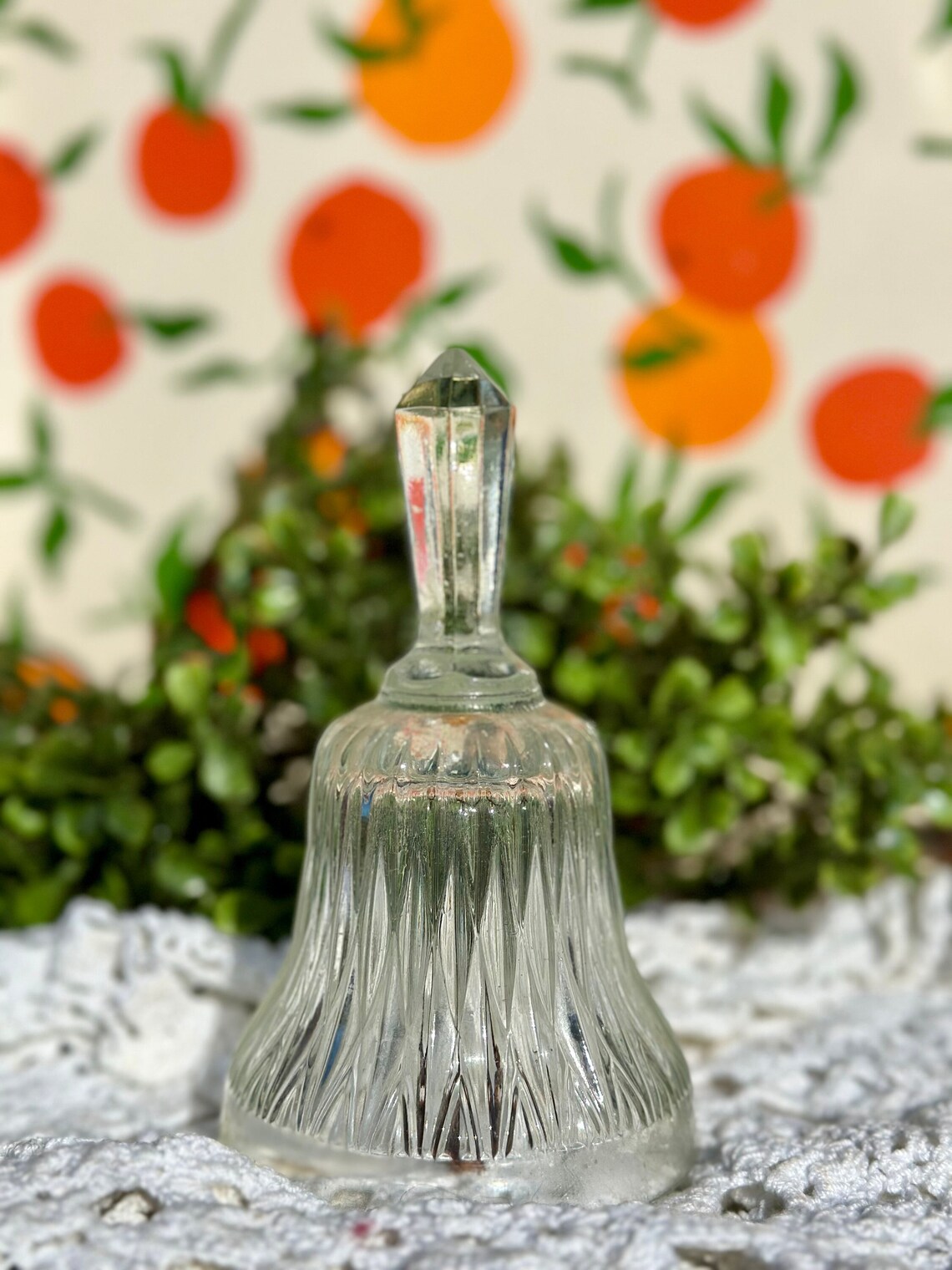 Antique Clear Glass Bell in Crystal Design - Etsy