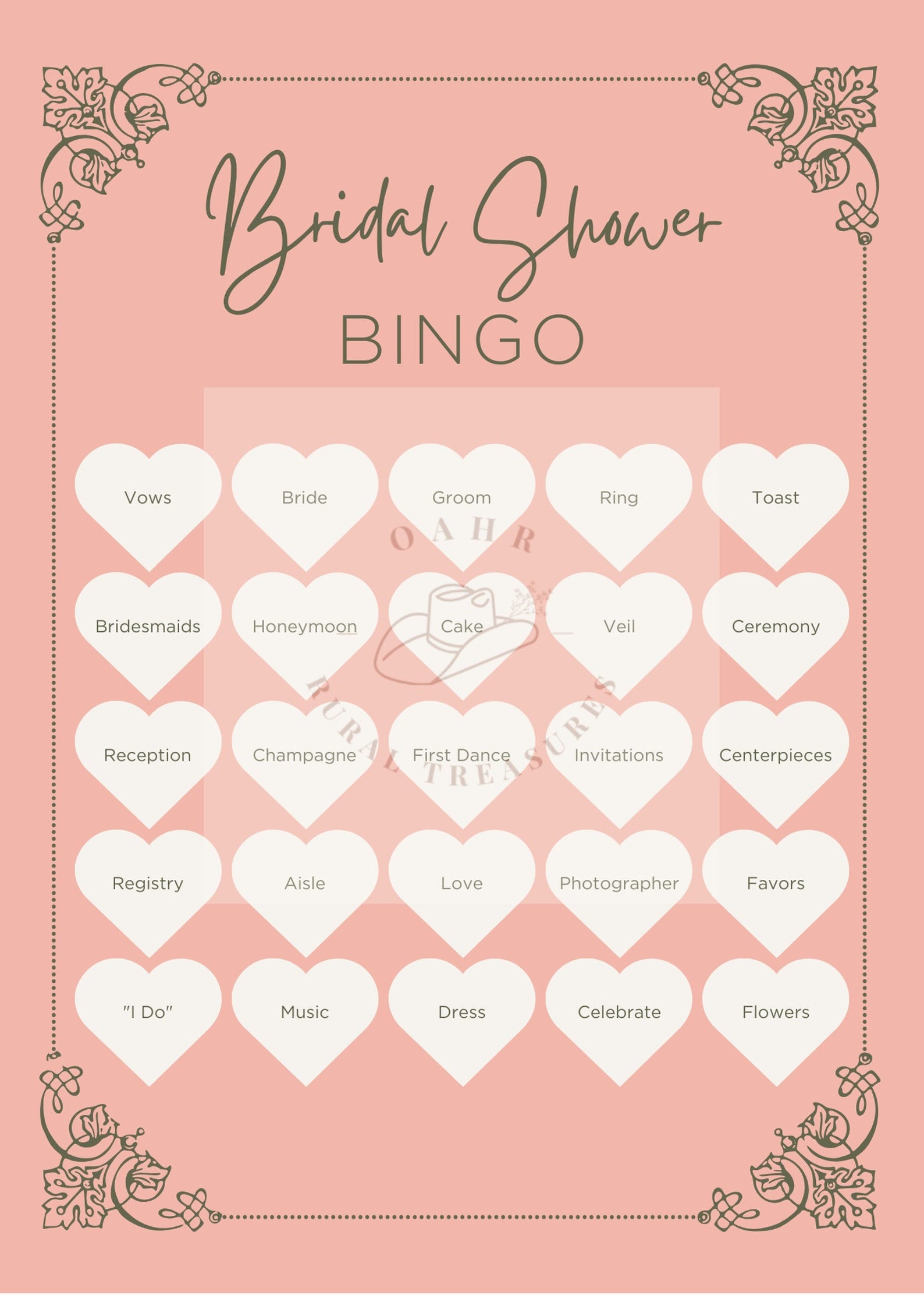 Mauve Floral Bridal Shower Games Includes 5 Games for Loads of Bridal ...