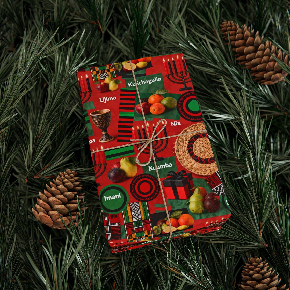 Kwanzaa Fine Art 90gsm Wrapping Paper Afrocentric Gift Wrap Kinara ...