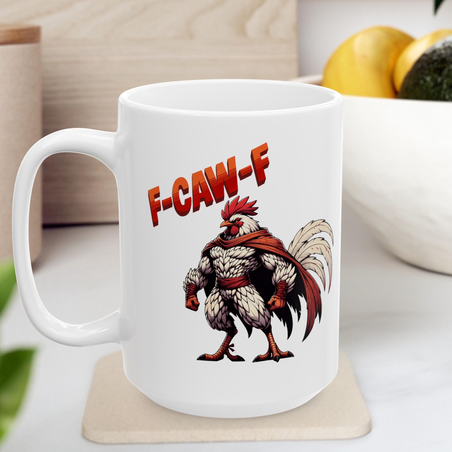 F-caw-f Coffee Mug Funny Rooster Chicken Lover Sarcastic Cup Bold Humor ...