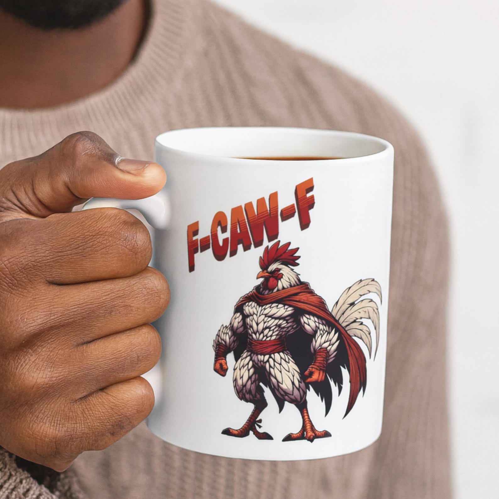 F-caw-f Coffee Mug Funny Rooster Chicken Lover Sarcastic Cup Bold Humor ...