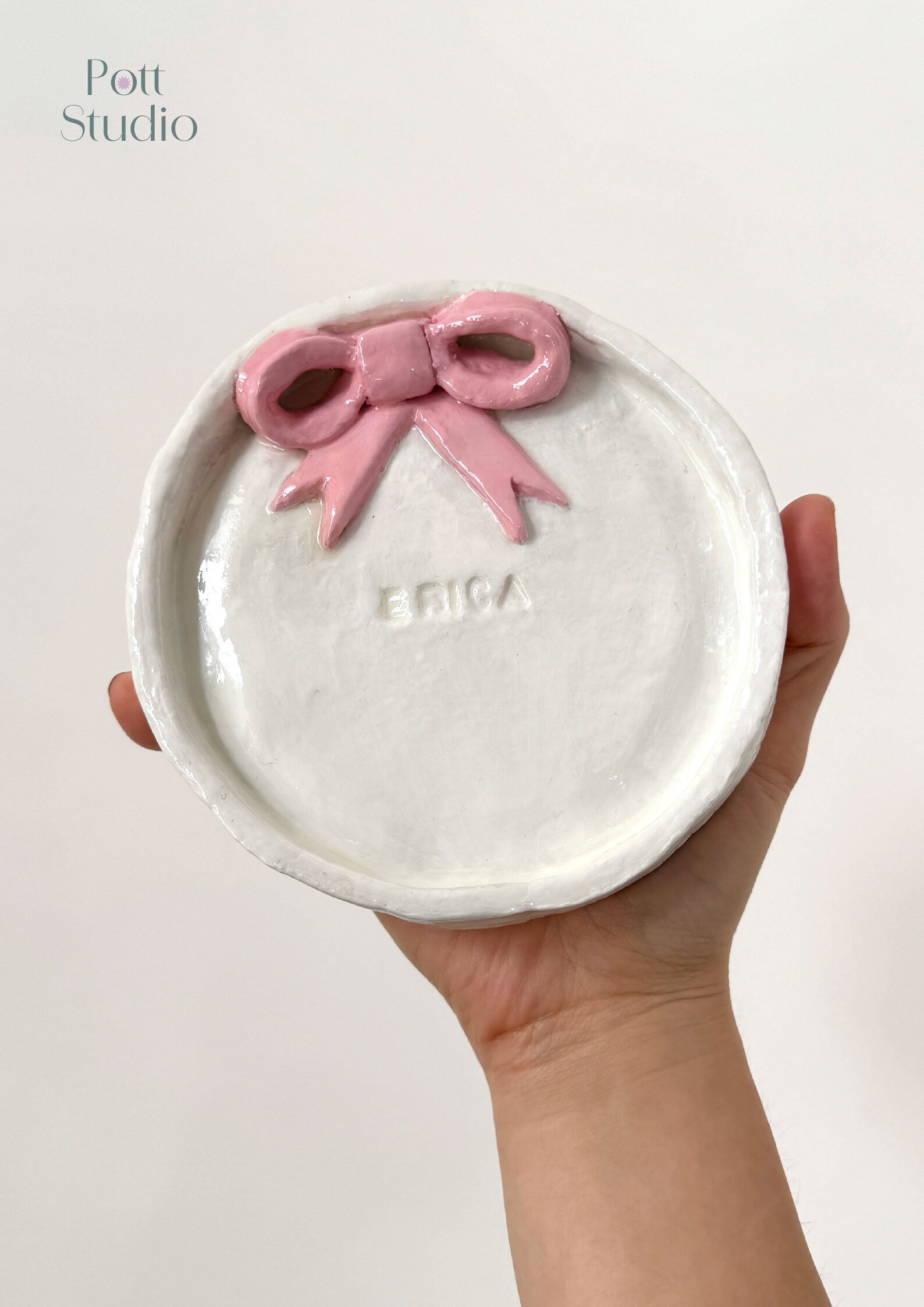 Personalised Pink Bow Trinket Dish Small Jewellery Dish Tray Ribbon ...