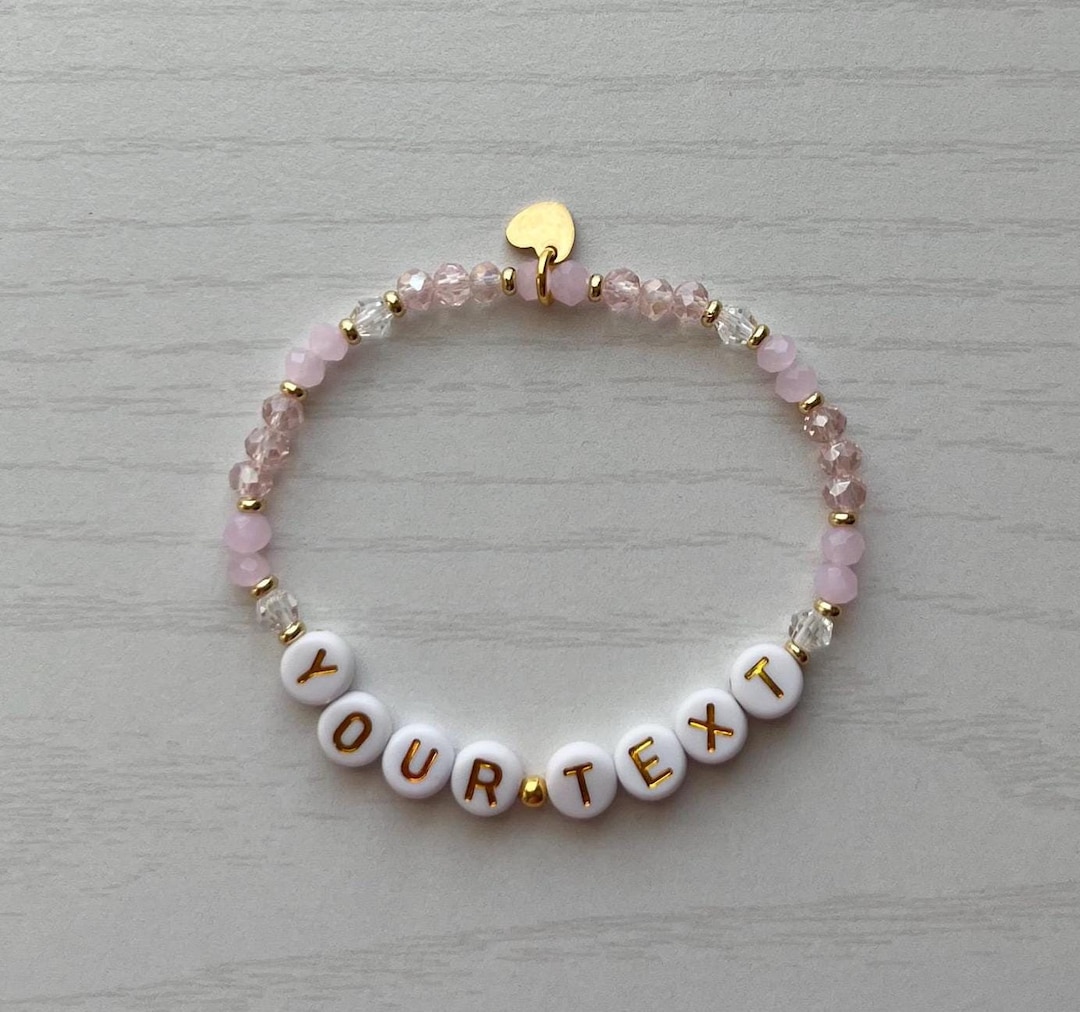 Pink Custom Word Bracelet, Name Word Bracelet, Personalized Bracelet ...