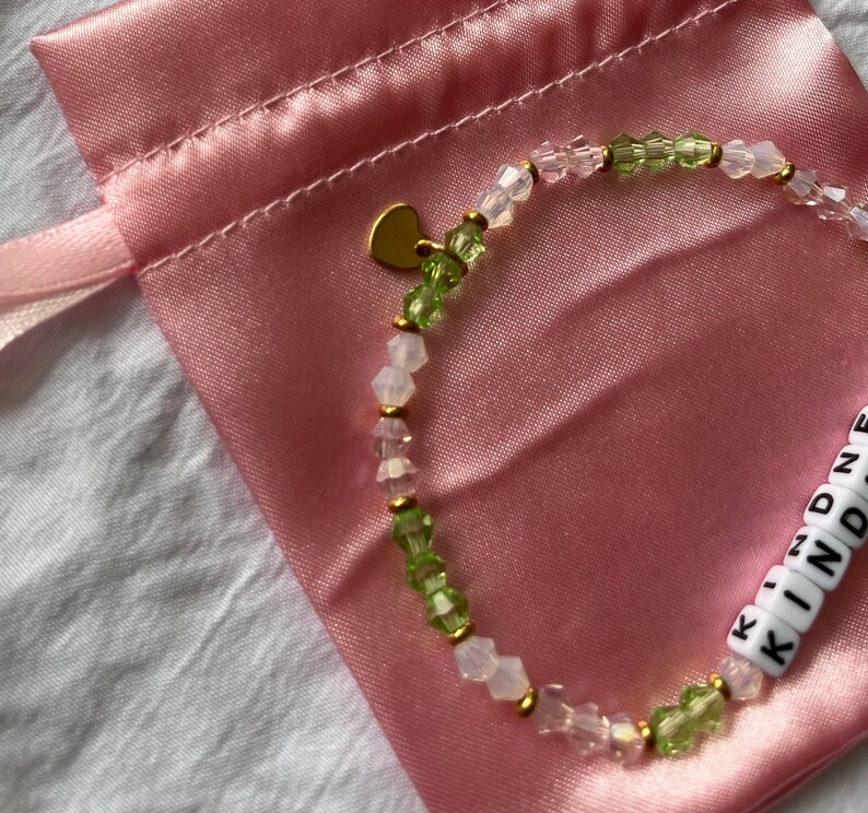 KINDNESS Word Beaded Bracelet, Custom Bead Bracelet, Personalized ...