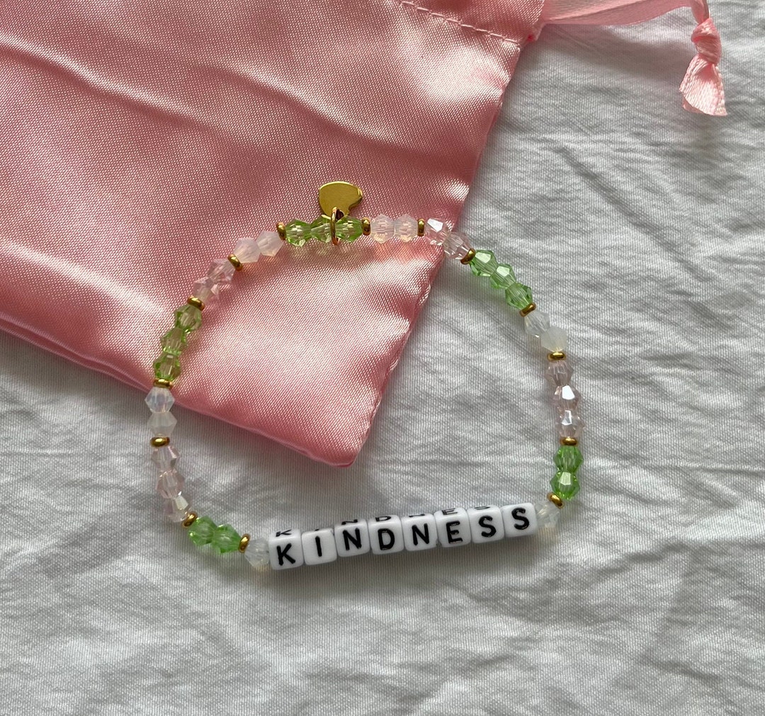 KINDNESS Word Beaded Bracelet, Custom Bead Bracelet, Personalized ...