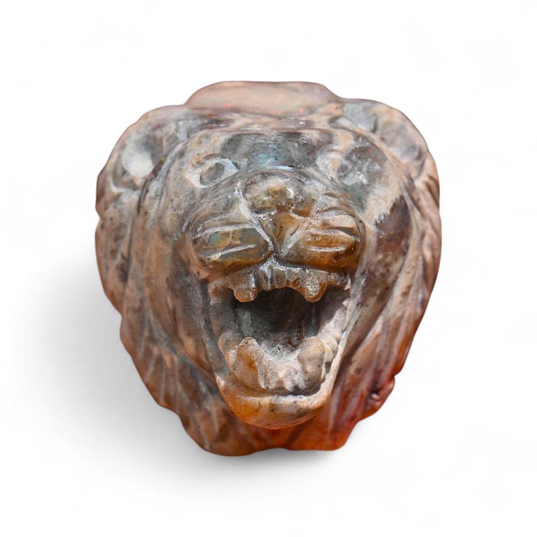 1.30" Lion Head,stone Lion,natural Opal,opal Lion,opal Figure,lightning ...