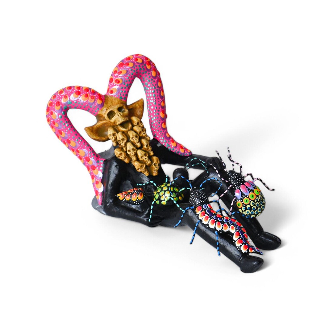 7.00" Demon Figure,skeleton Demon,clay Demon,demon With Insects,devil ...