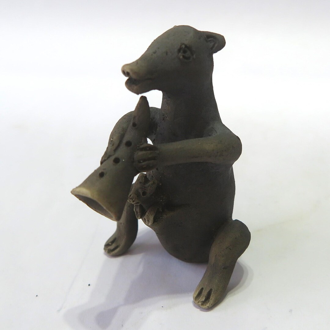 Rosario Lara Oaxaca Clay Kangaroo With Trumpet Figurine Mexican Folk ...