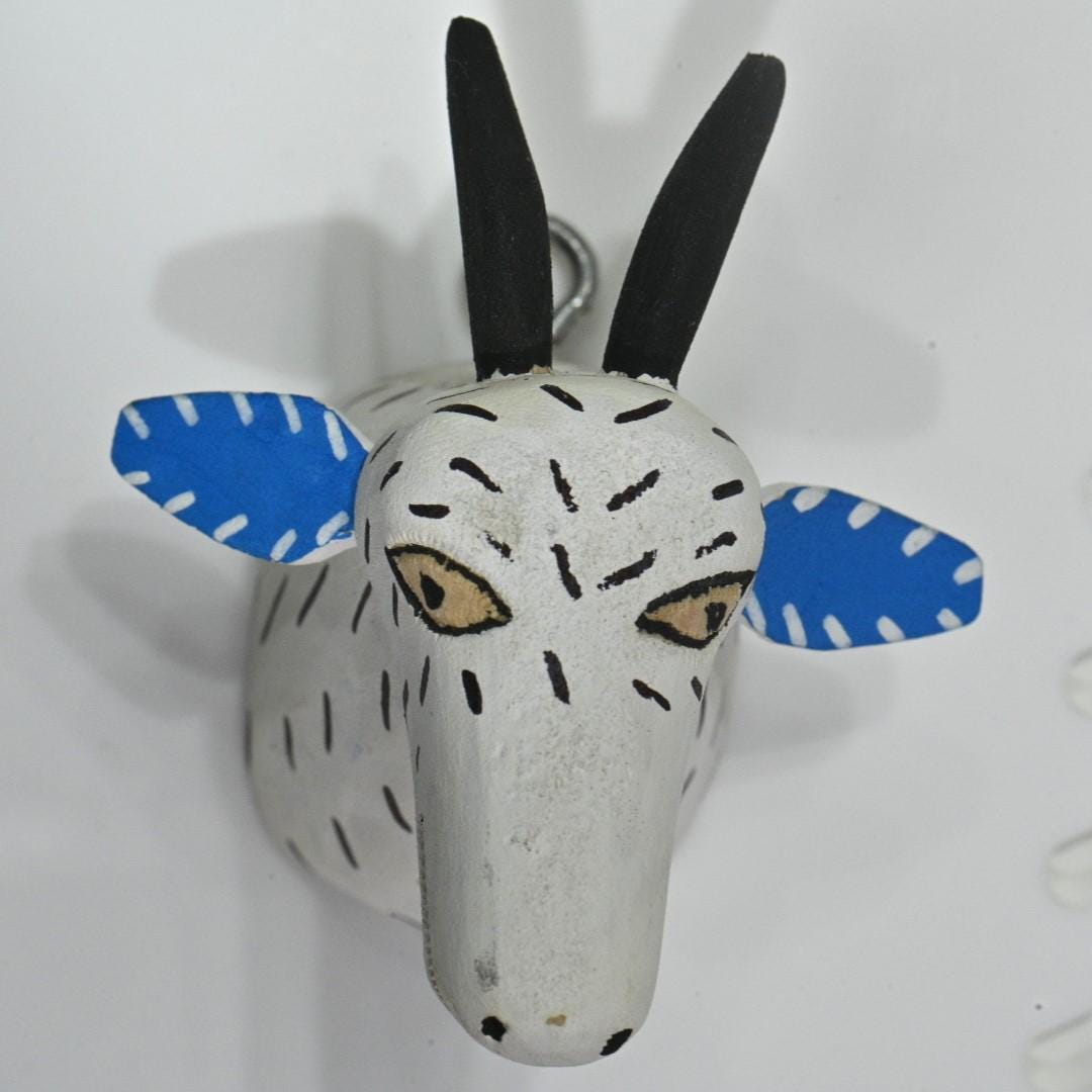 Oaxaca Wood Carving Goat Head Mexican Folk Art - Etsy