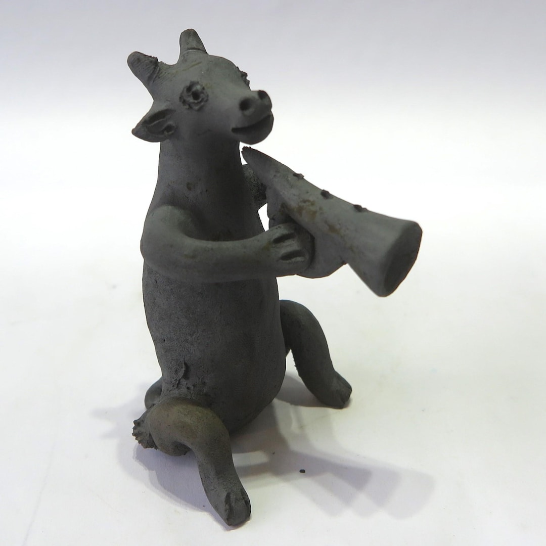 Goat With Trumpet,clay Goat,goat Figures,black Clay,trumpet,musical ...