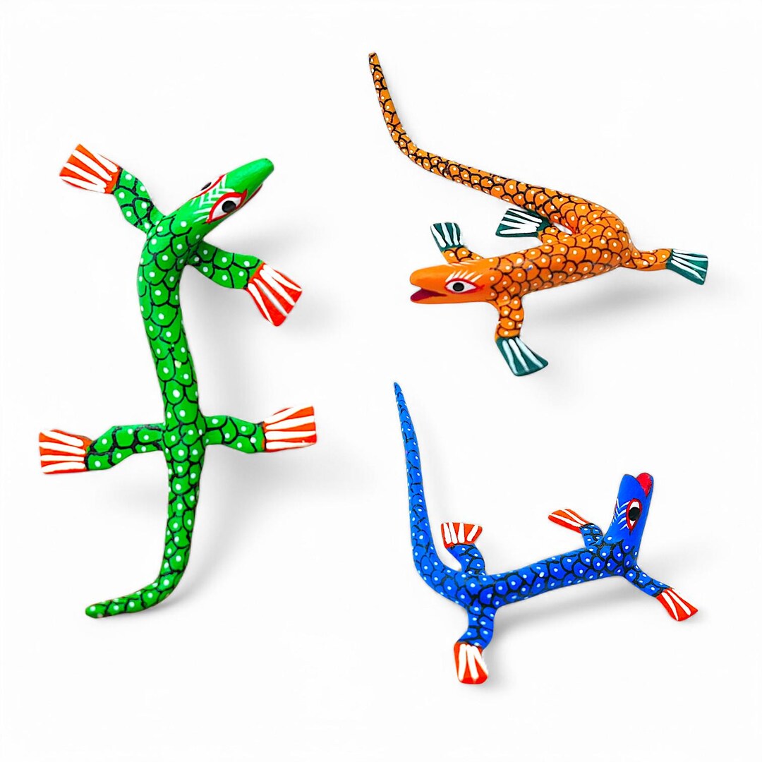 Lizard Figures,alebrije Lizard,colorful Lizard,mini Lizard,wooden ...