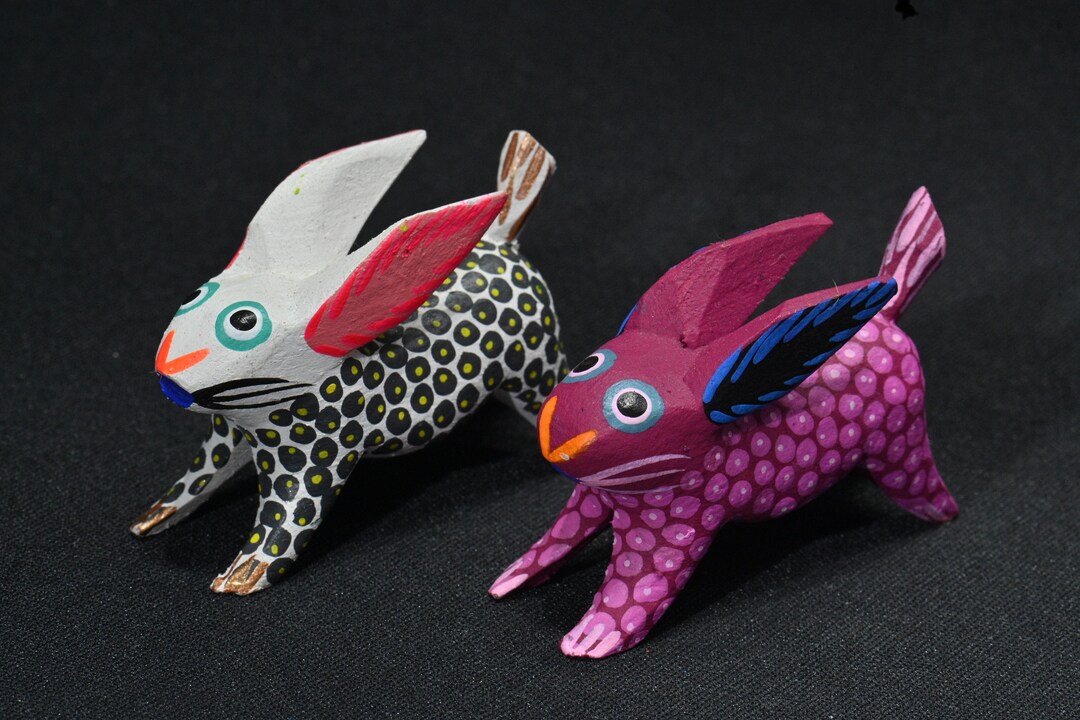 Oaxaca Wood Carving Group of Rabbits Mexican Folk Art - Etsy