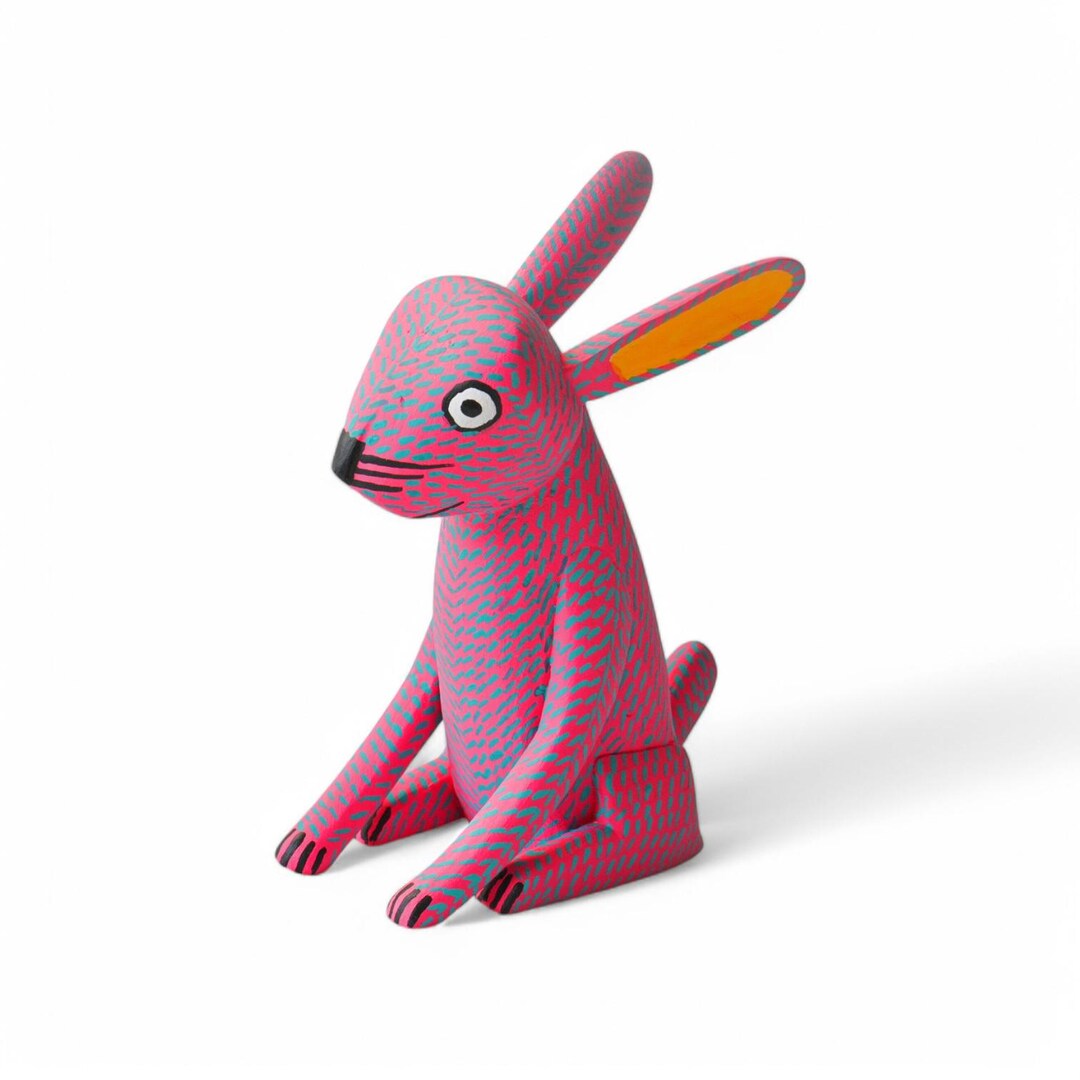 5.6" Pink Rabbit Figures, Alebrije Rabbit, Colorful Rabbit, Medium ...