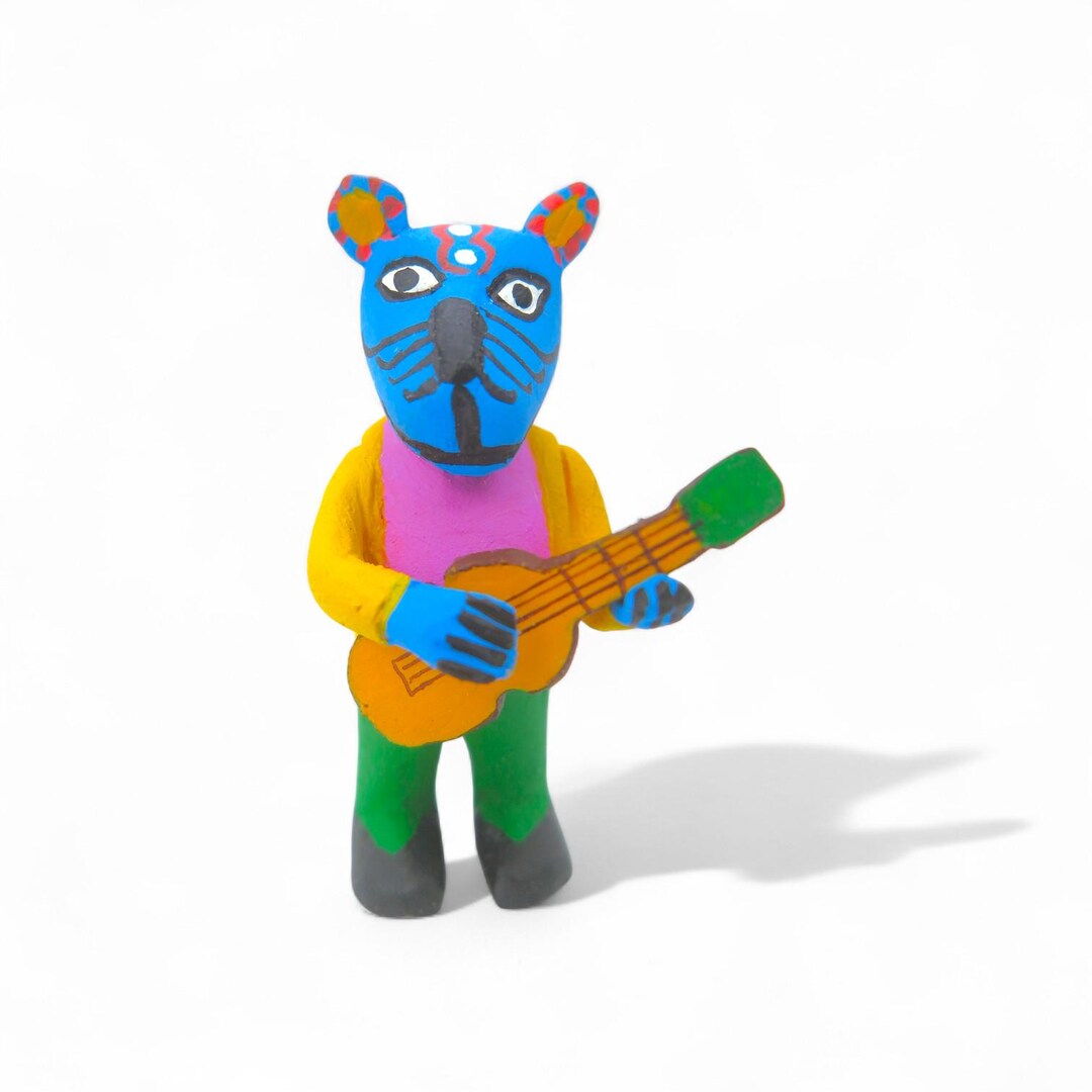 2.60" Bear With Guitar,bear Figures,guitar,musical Instruments,small ...