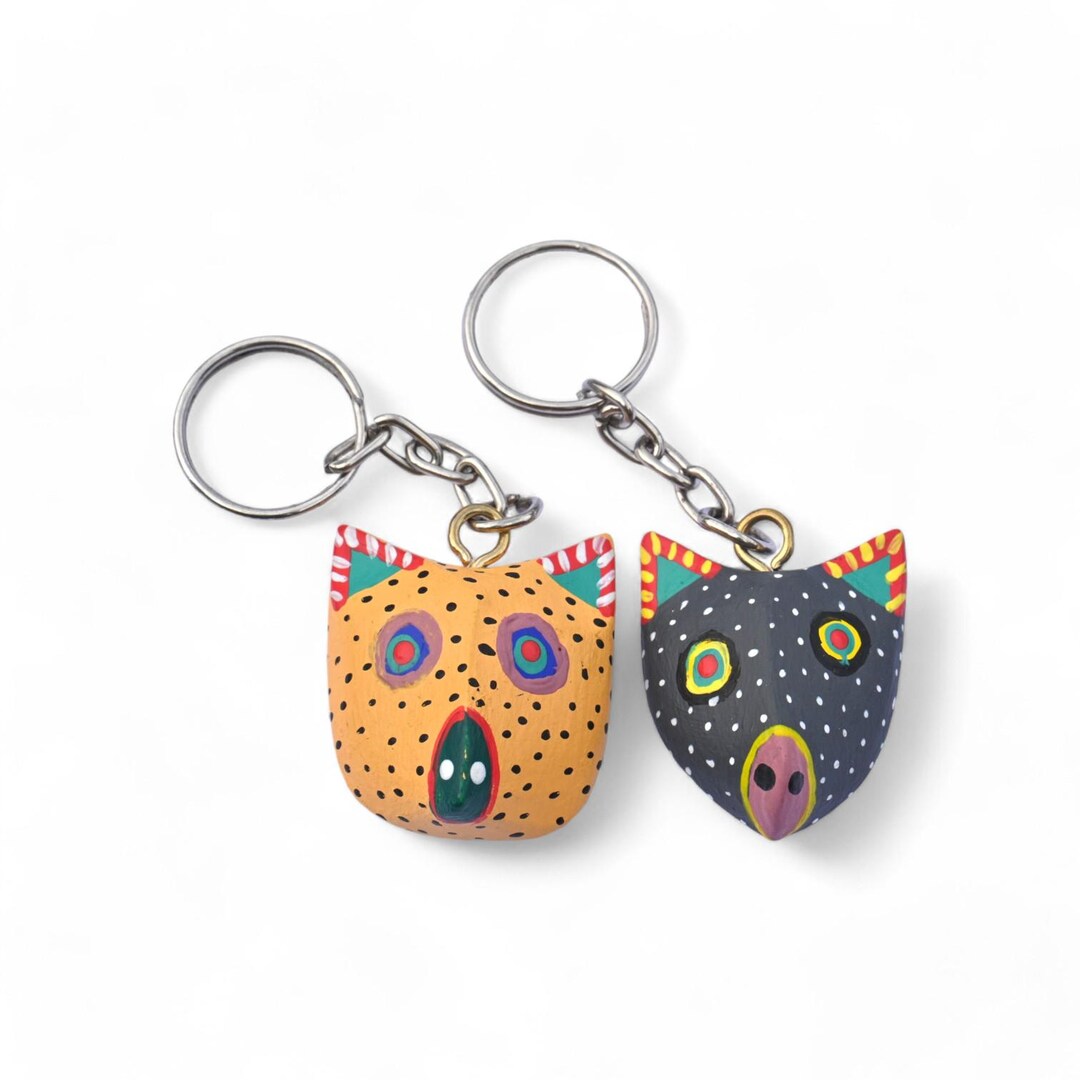 Adrián Xuana Oaxaca Wood Carving Pair Bird Keychain Figurine Mexican ...