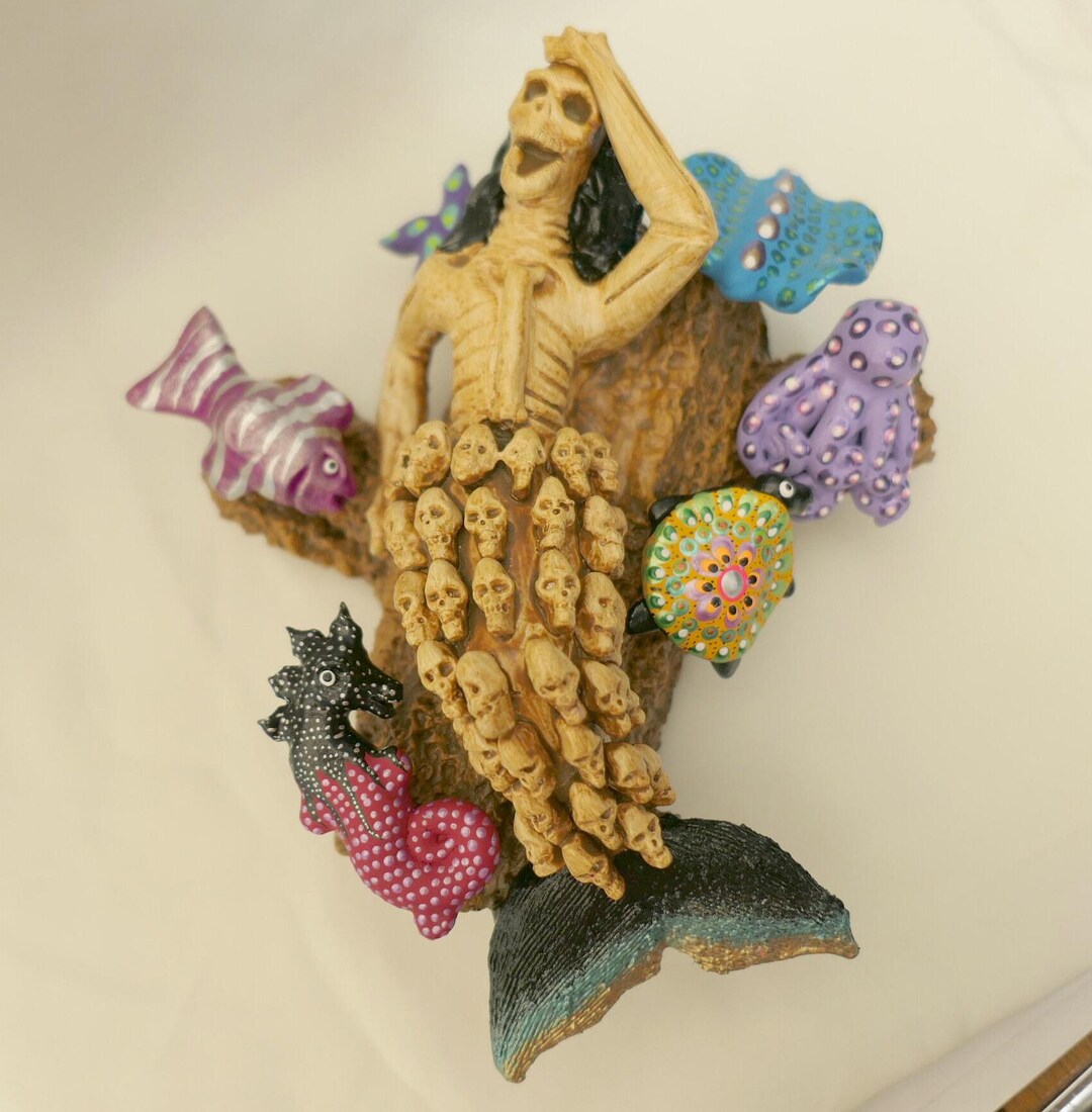 Concepcion Aguilar Oaxaca Clay Siren Skeleton Figurine Mexican Folk Art ...