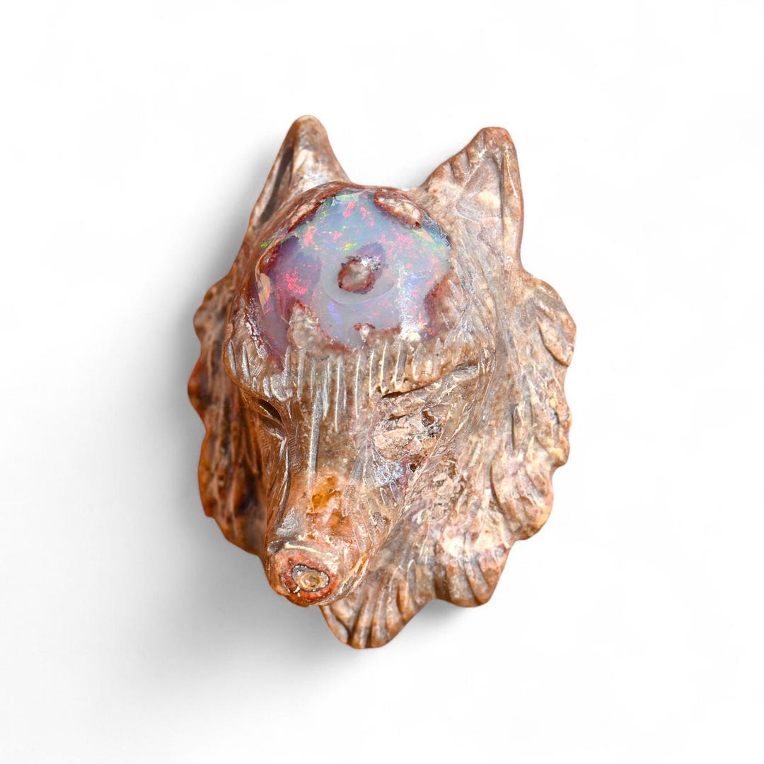 1.30" Wolf Head,stone Wolf Head,natural Opal,opal Wolf,opal Figure ...