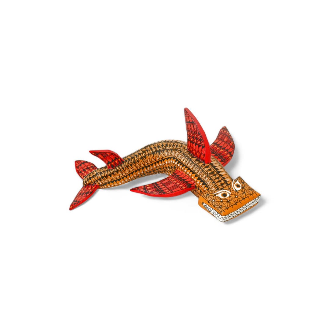 Made in Oaxaca Hammerhead Shark Wood Carving Alebrije Figurine Mexican ...