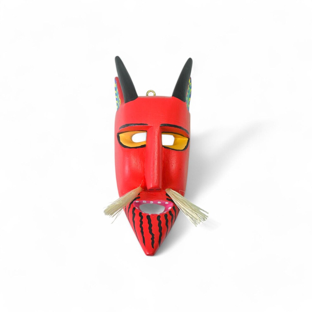 5.5 Oaxaca Wood Carving Devil Mask Figurine Mexican Folk Art - Etsy