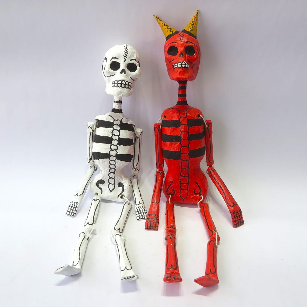 Mexican Folk Art Linares Alebrije Skeleton Couple Day of the Death - Etsy
