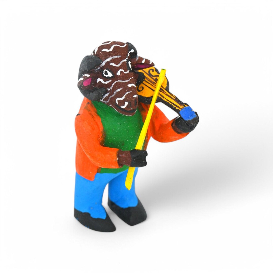 2.60" Goat With Violin,goat Figures,violin,musical Instruments,small ...