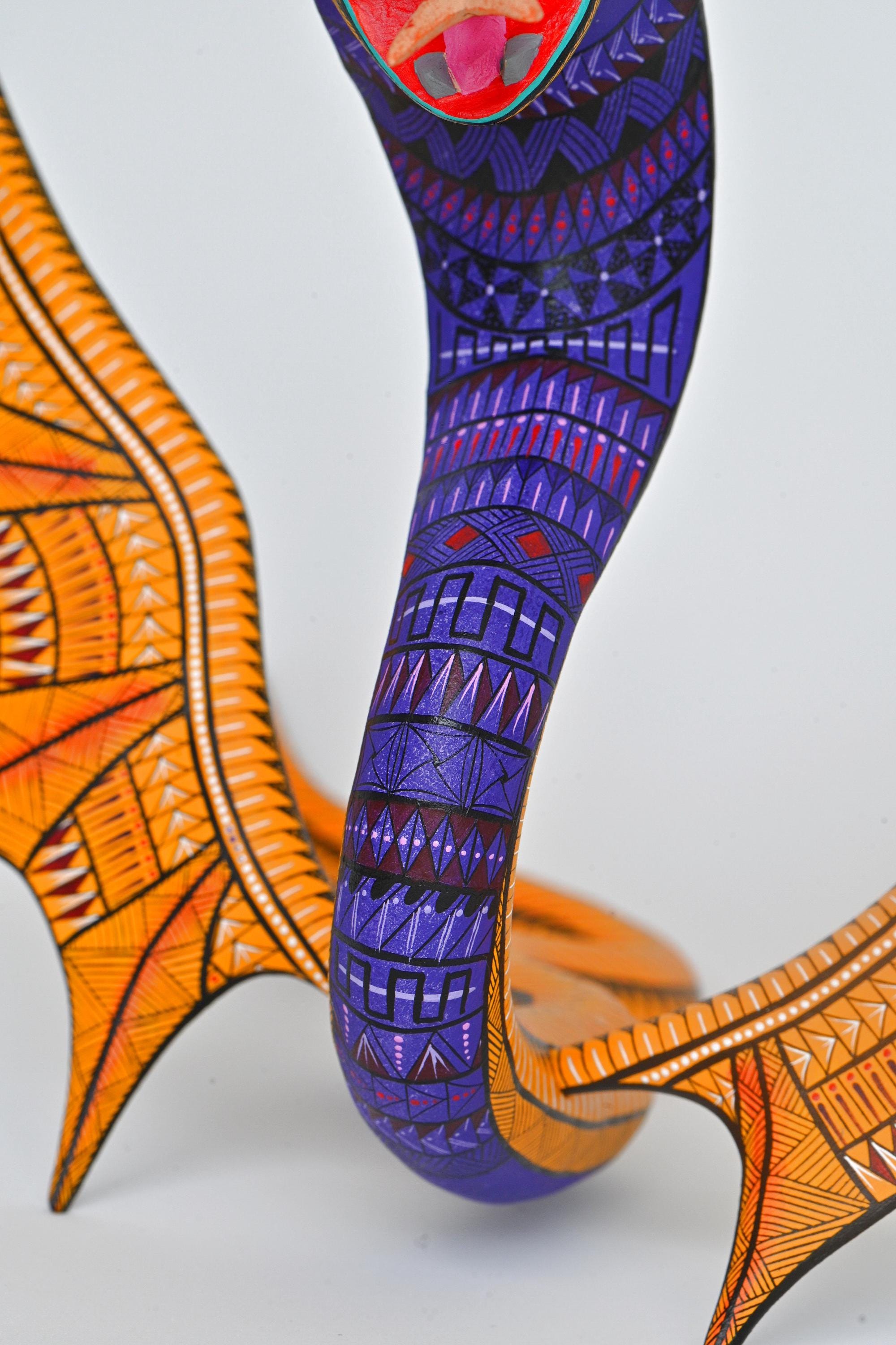 10.00" Animals With Wings Figures,alebrije Snake,yellow Snake,small ...