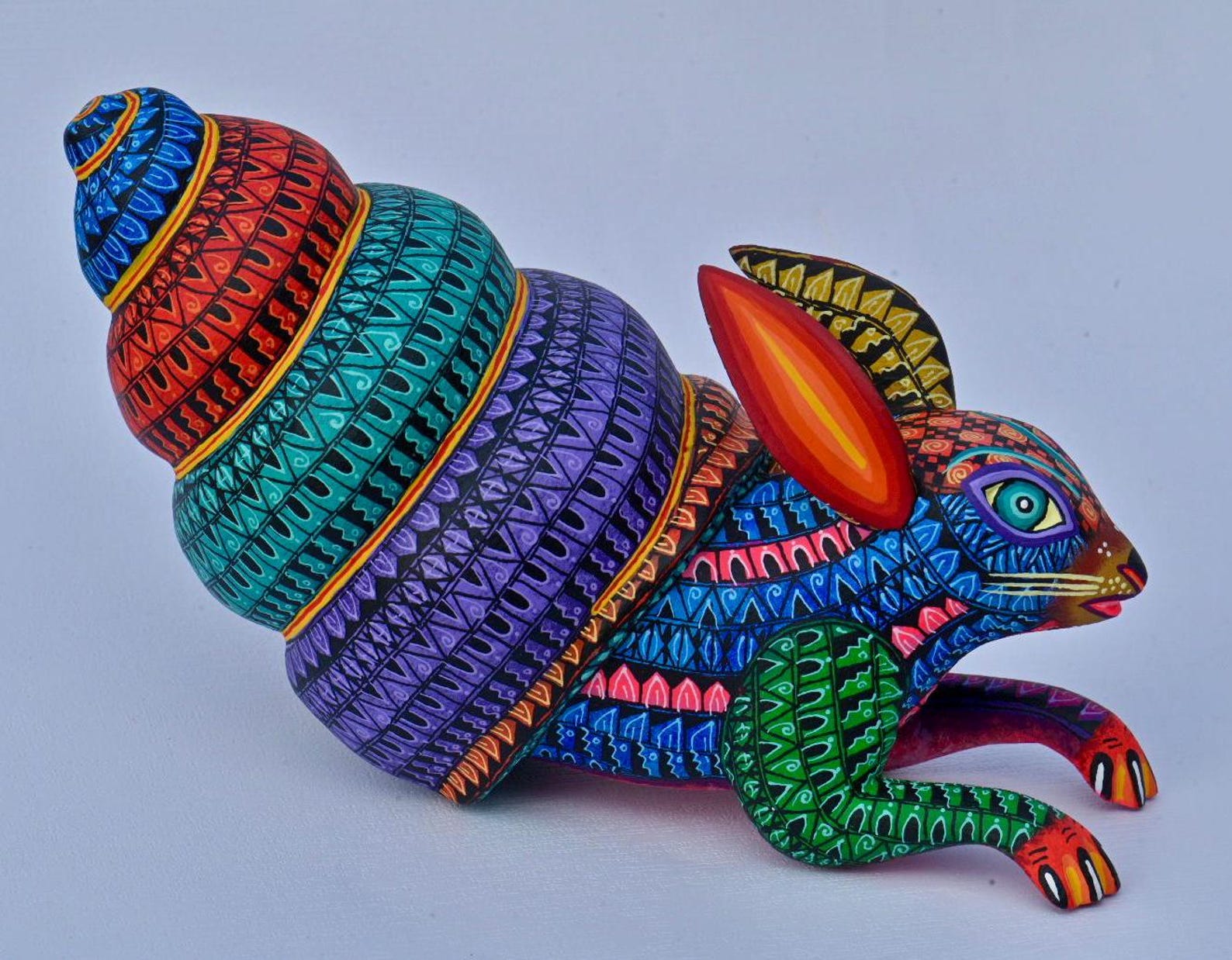 9.5" Made in Oaxaca Rabbit Snail Wood Carving Cool Alebrije Figurine ...