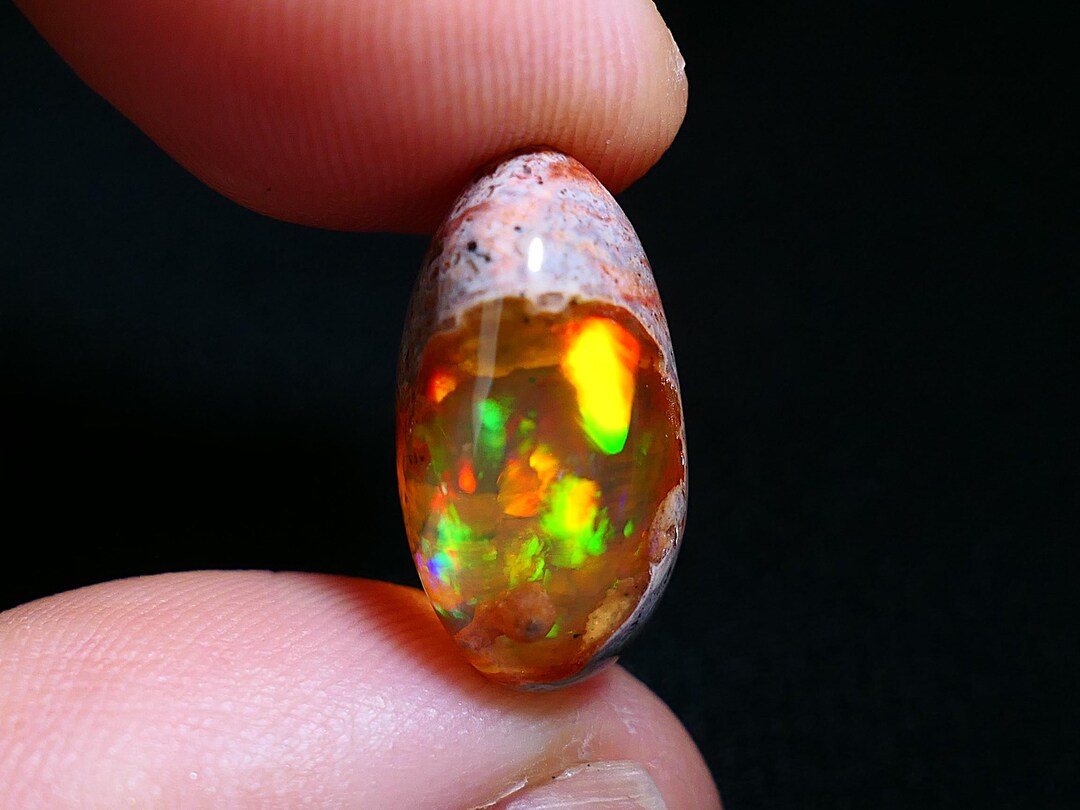 Unique Contraluz Fiery Mexican Matrix Opal Stone - Etsy