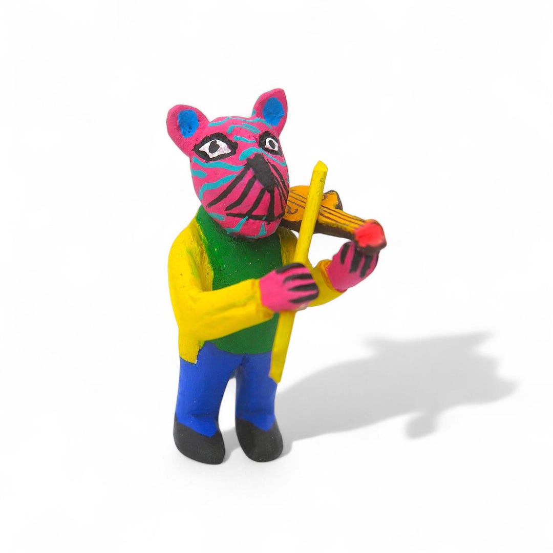 2.60" Tiger With Violin,tiger Figures,violin,musical Instruments,small ...