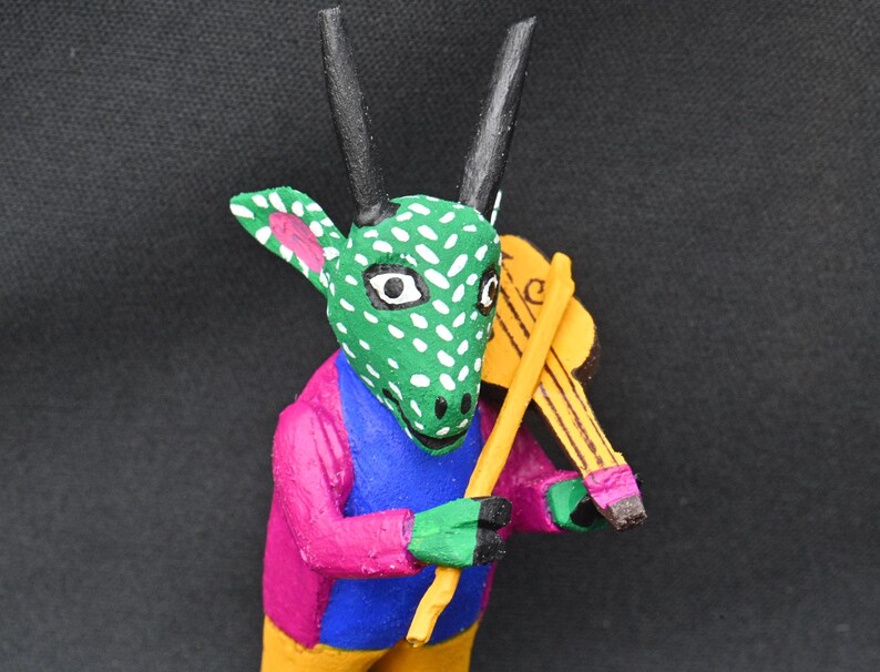 3.5" Oaxaca Wood Carving Musician Goat With Violin Mexican Folk Art - Etsy