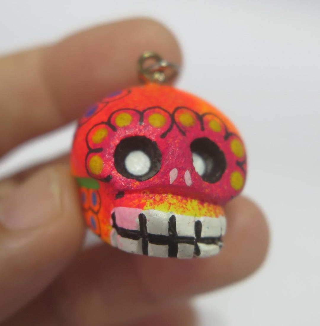 Mexican Art Lightweight Blue Skull Head Key Ring - Etsy