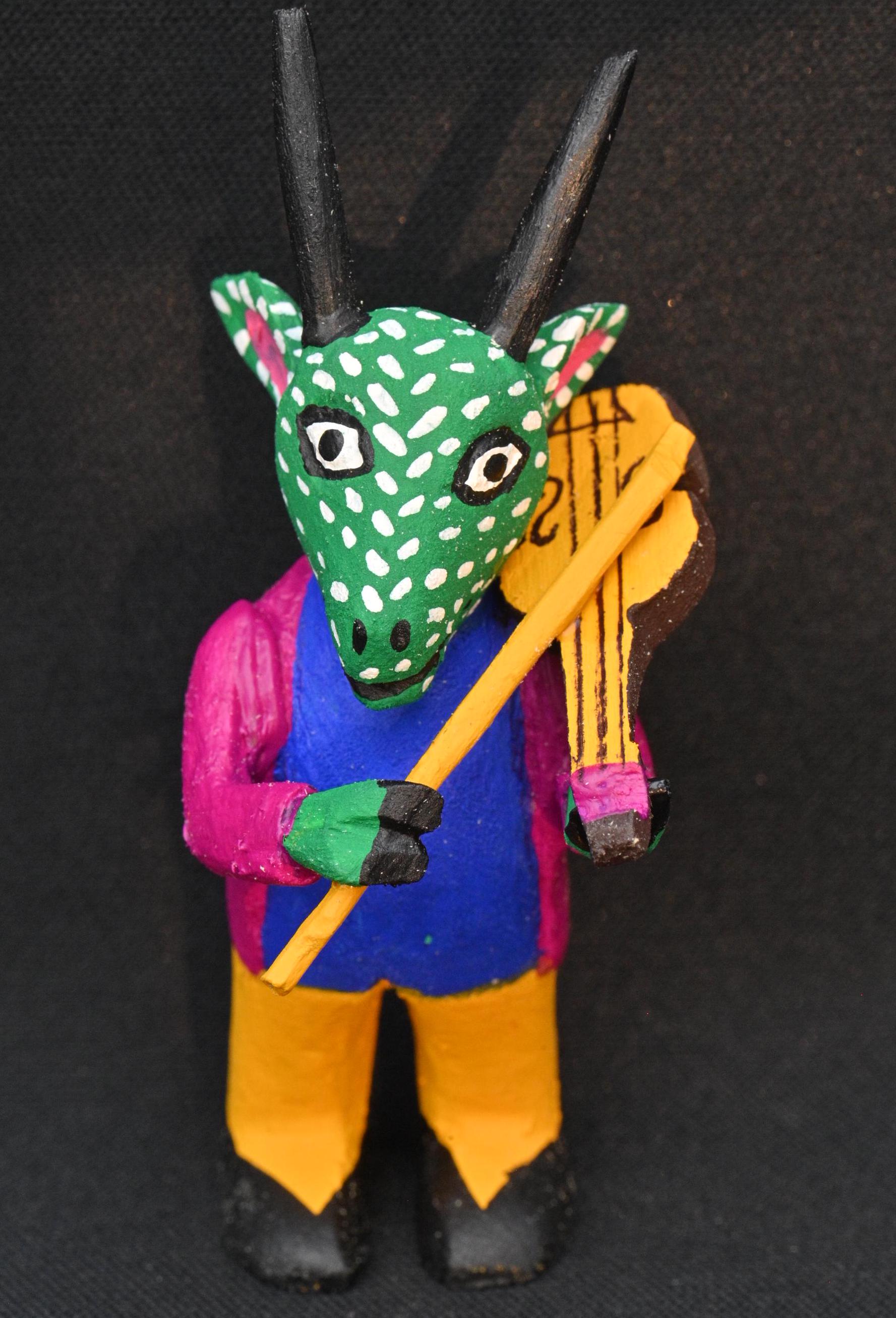 3.5" Oaxaca Wood Carving Musician Goat With Violin Mexican Folk Art - Etsy