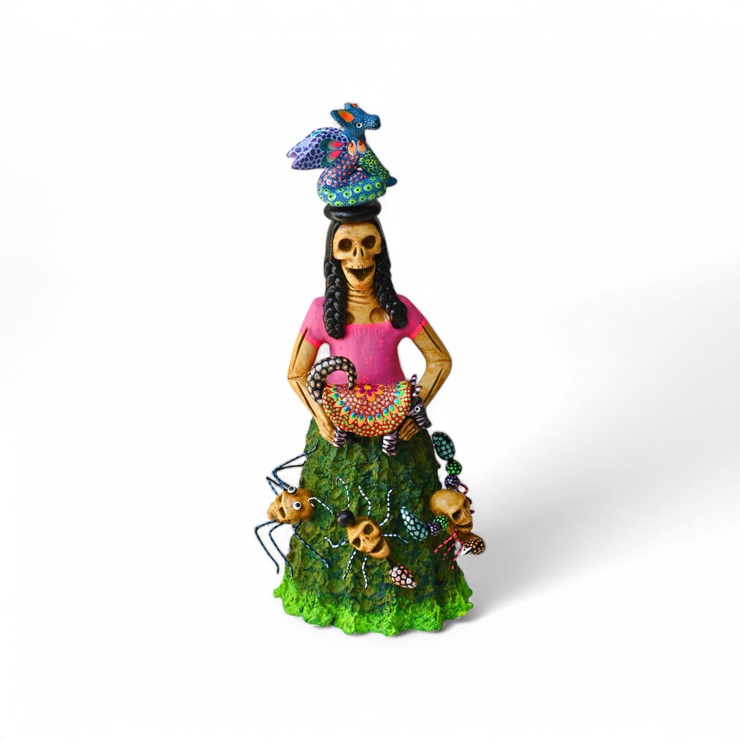 14.25" Skeleton Figure,skeleton With Skull Bugs,clay Skeleton,female ...