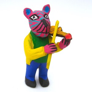2.60" Tiger With Violin,tiger Figures,violin,musical Instruments,small ...