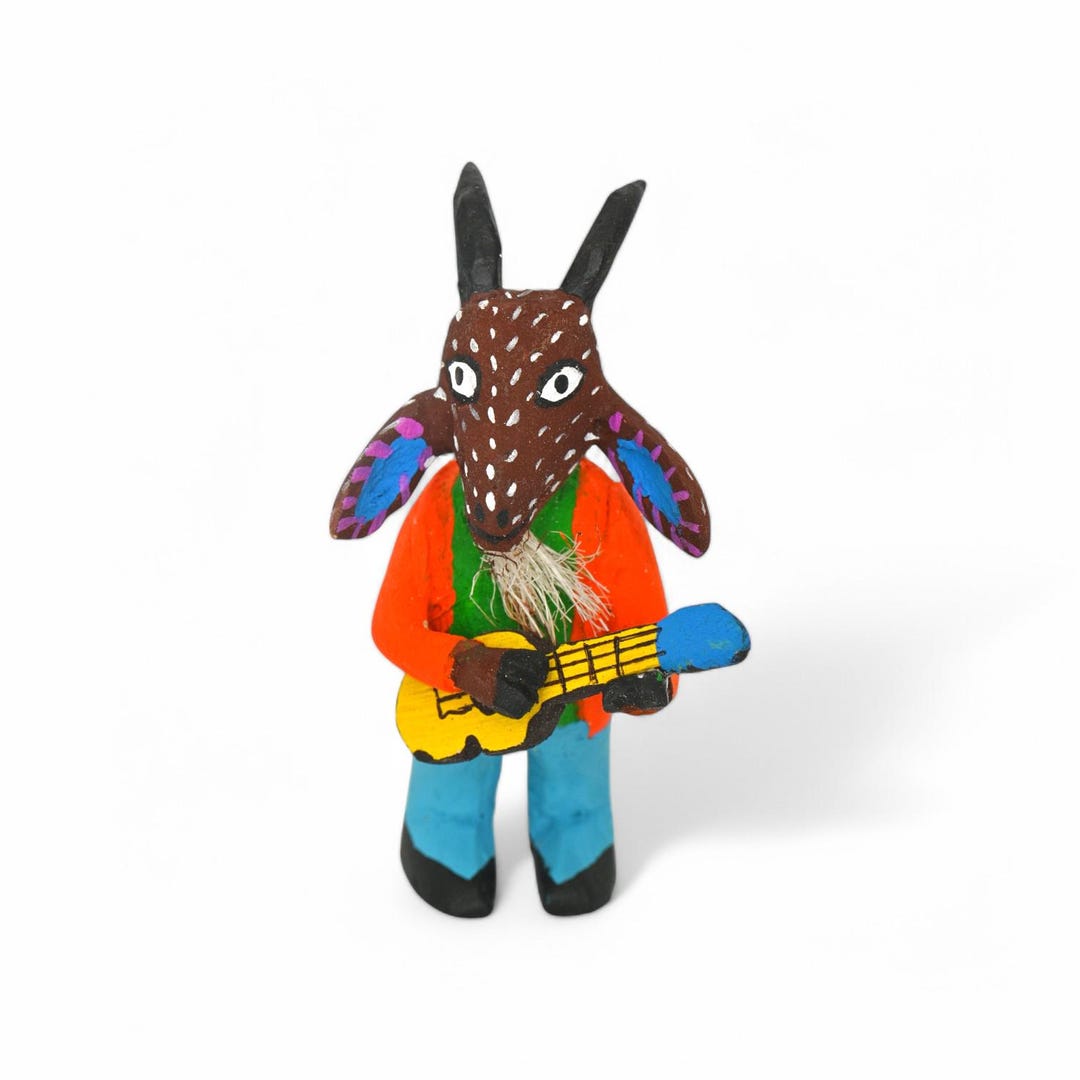 2.80" Goat With Guitar,goat Figures,guitar,musical Instruments,small ...