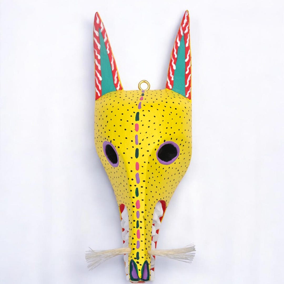 Adrián Xuana Oaxaca Wood Carving Mask of Feline Figurine Mexican Folk ...