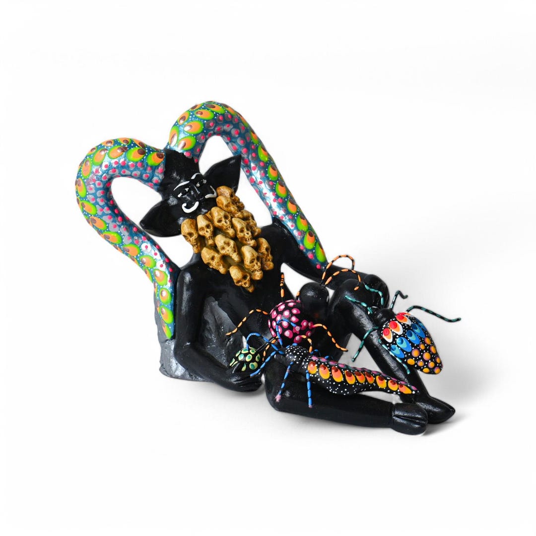 7.50" Demon Figure,demon,clay Demon,demon With Insects,demon With ...