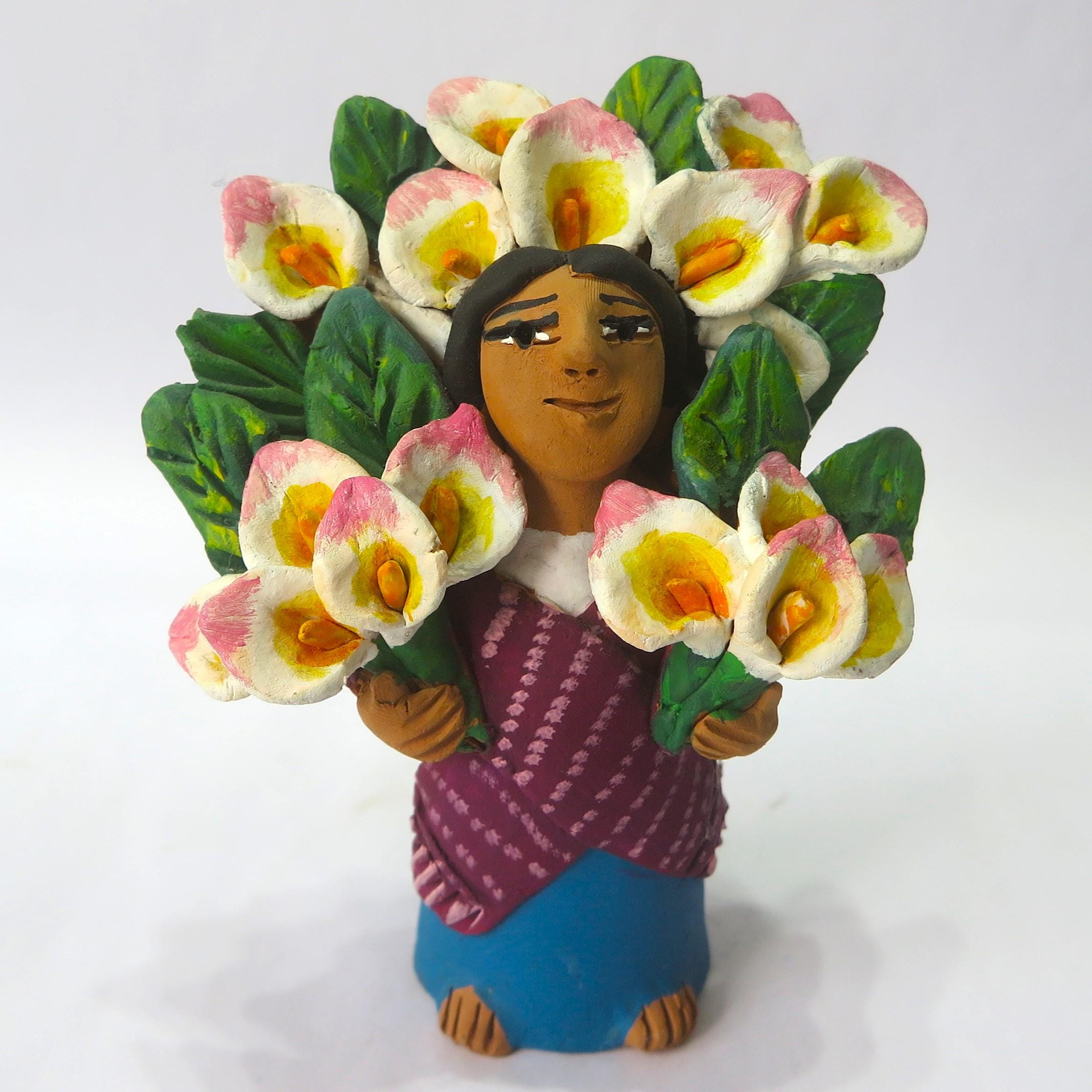 Josefina Aguilar Oaxaca Clay Flower Seller Figurine Mexican Folk Art - Etsy