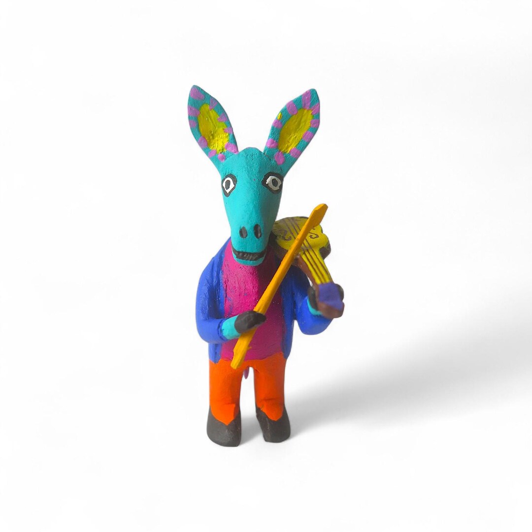 3.50" Donkey With Violin,donkey Figures,violin,musical Instruments ...