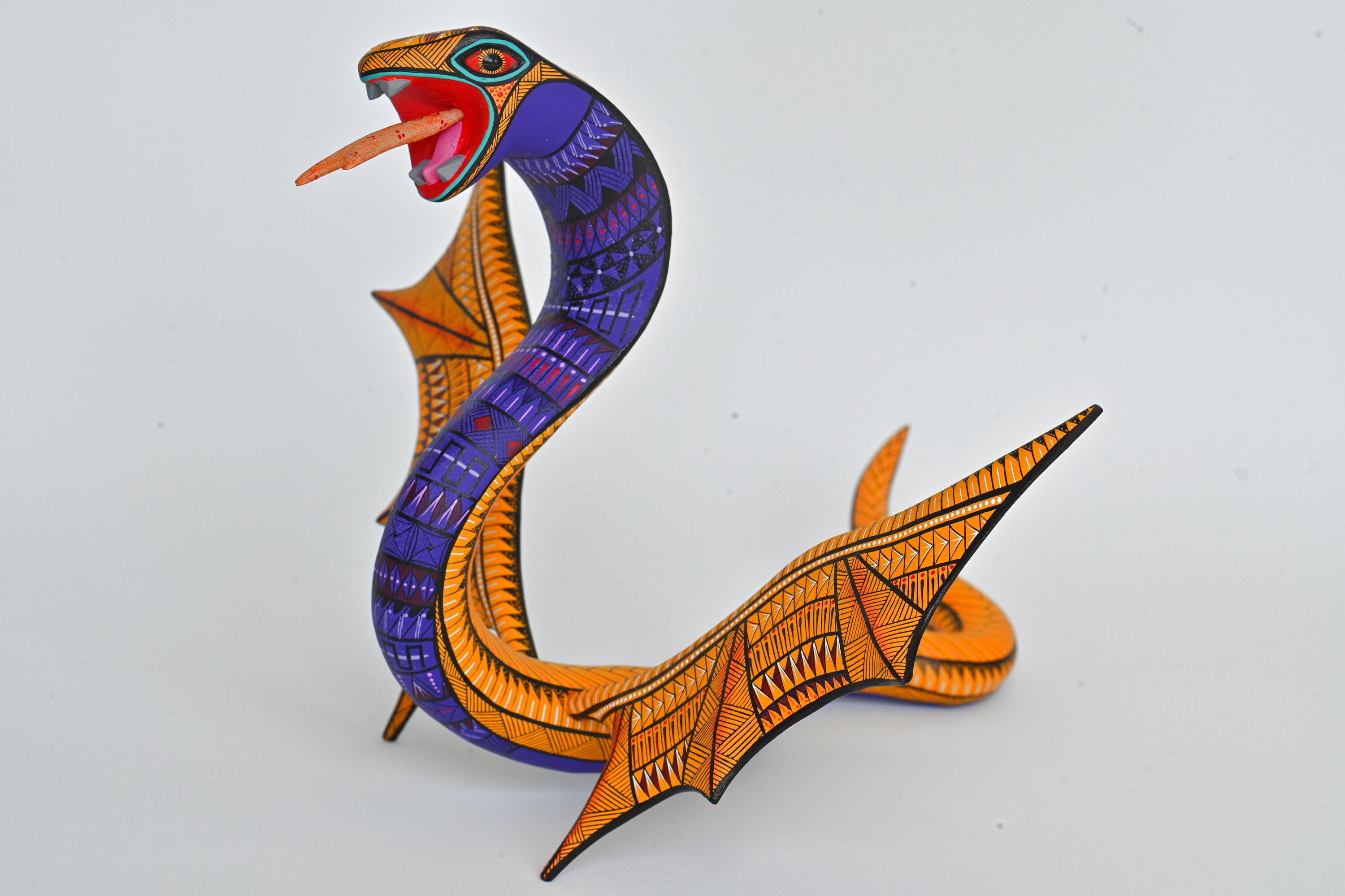 10.00" Animals With Wings Figures,alebrije Snake,yellow Snake,small ...