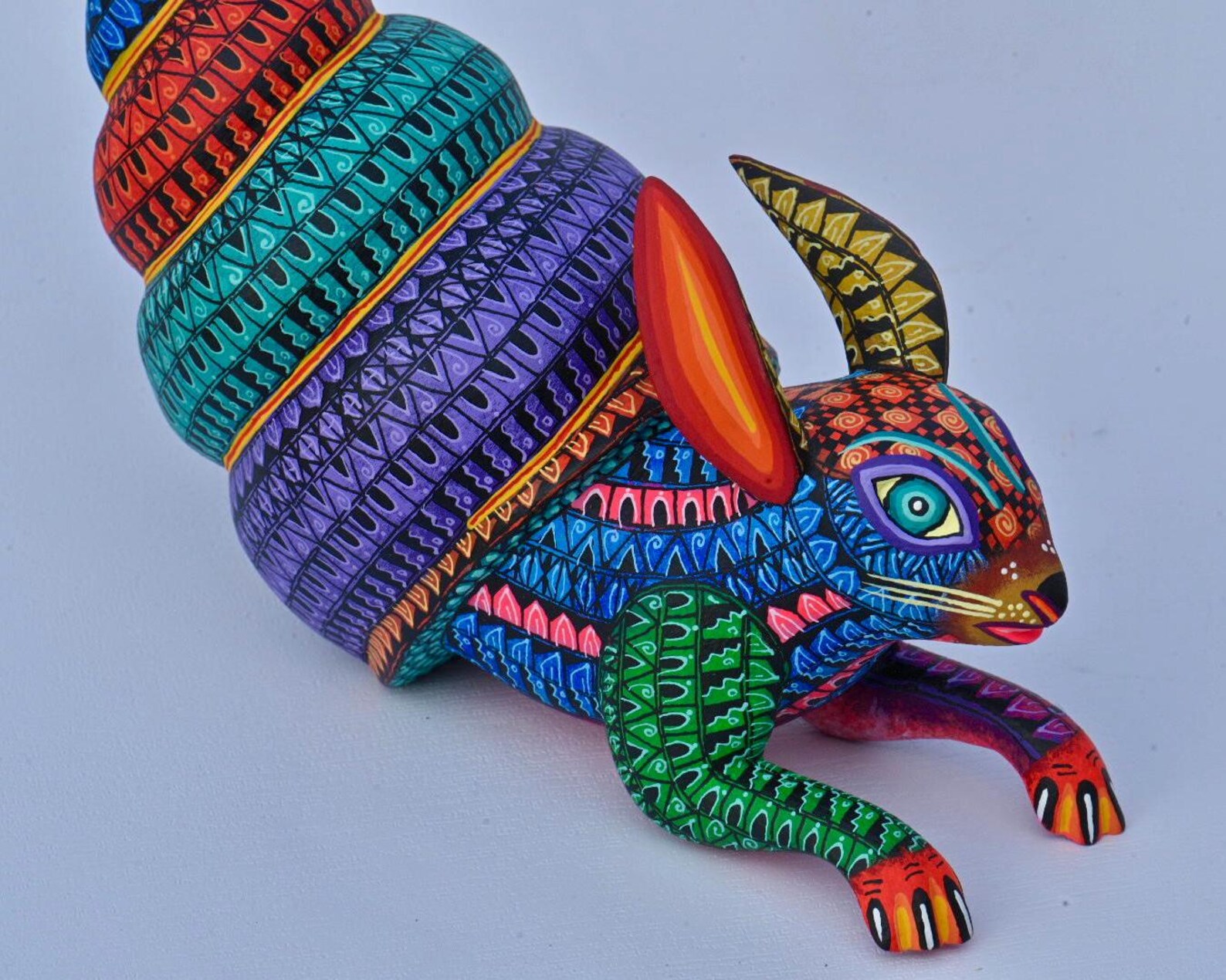 9.5" Made in Oaxaca Rabbit Snail Wood Carving Cool Alebrije Figurine ...