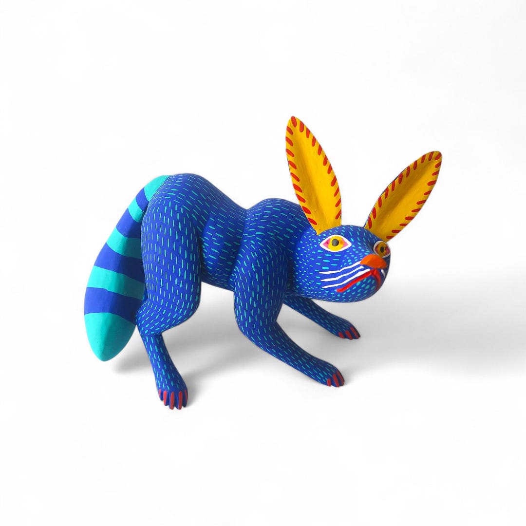 10.5" Fox Figures,alebrije Fox,blue Fox,medium Fox,big Figures,wooden ...